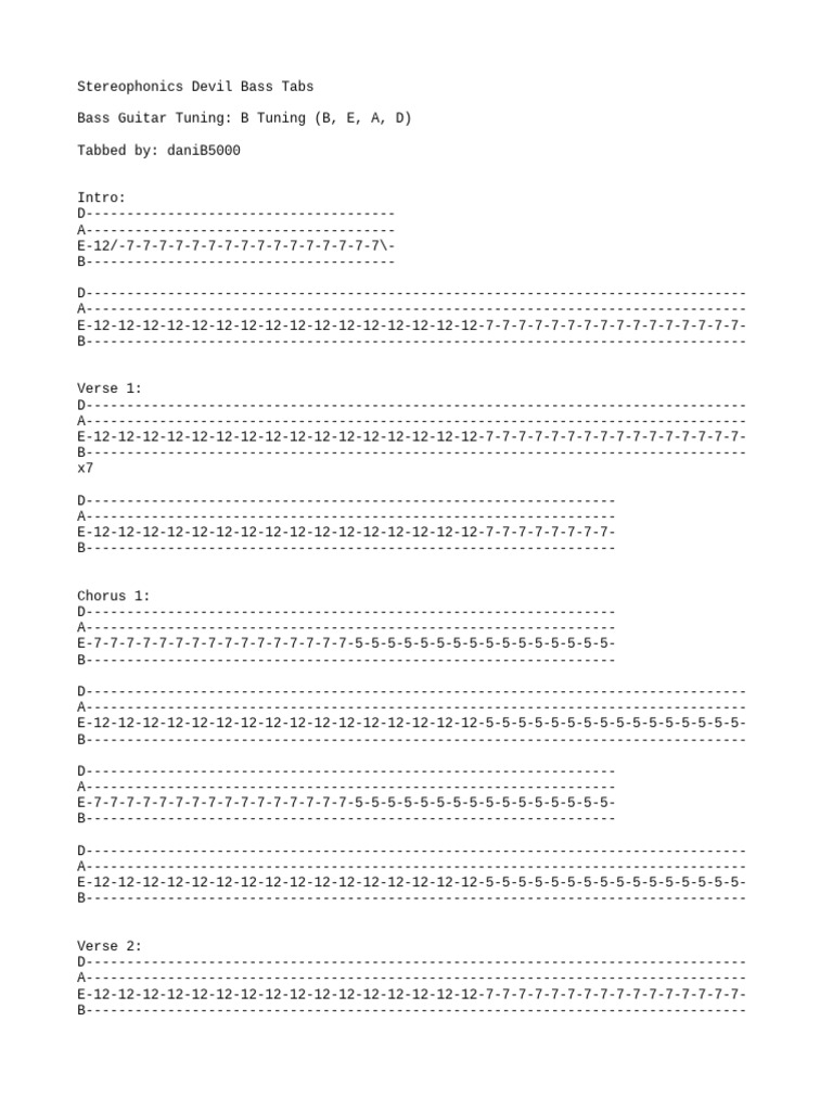 Devil Bass Tabs | PDF | Song Structure | Songs