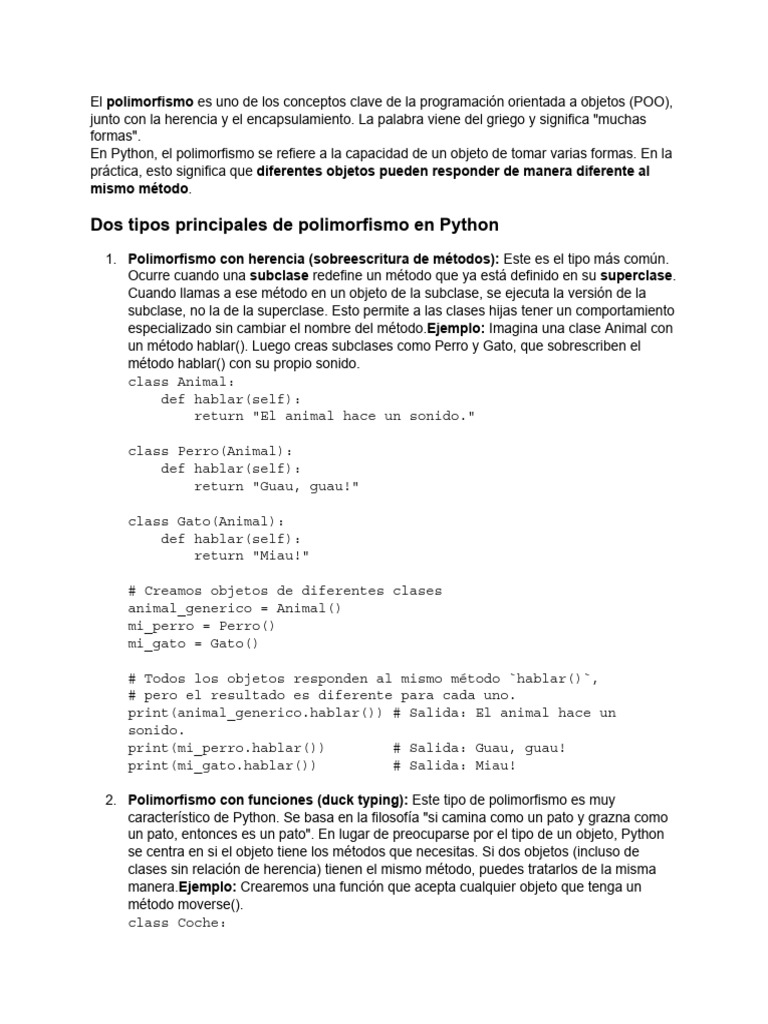 Polimorfismo en Python: Conceptos Clave | PDF | Objeto (informática ...