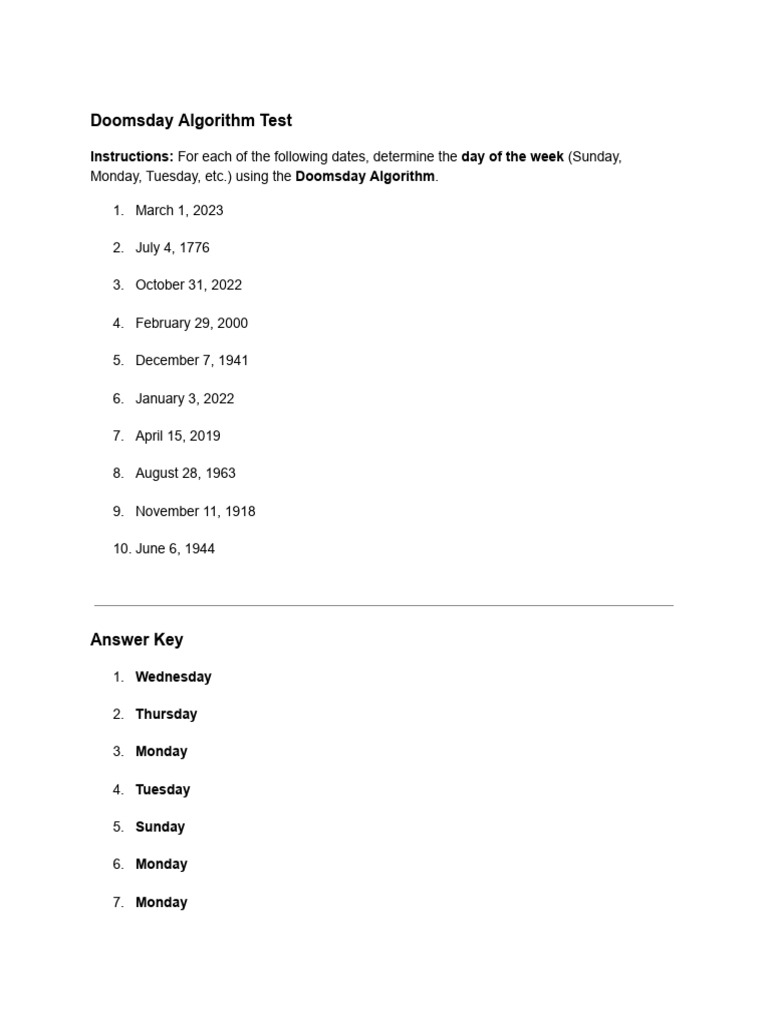 Doomsday Algorithm and Logic Puzzles | PDF | Coffee | Drink
