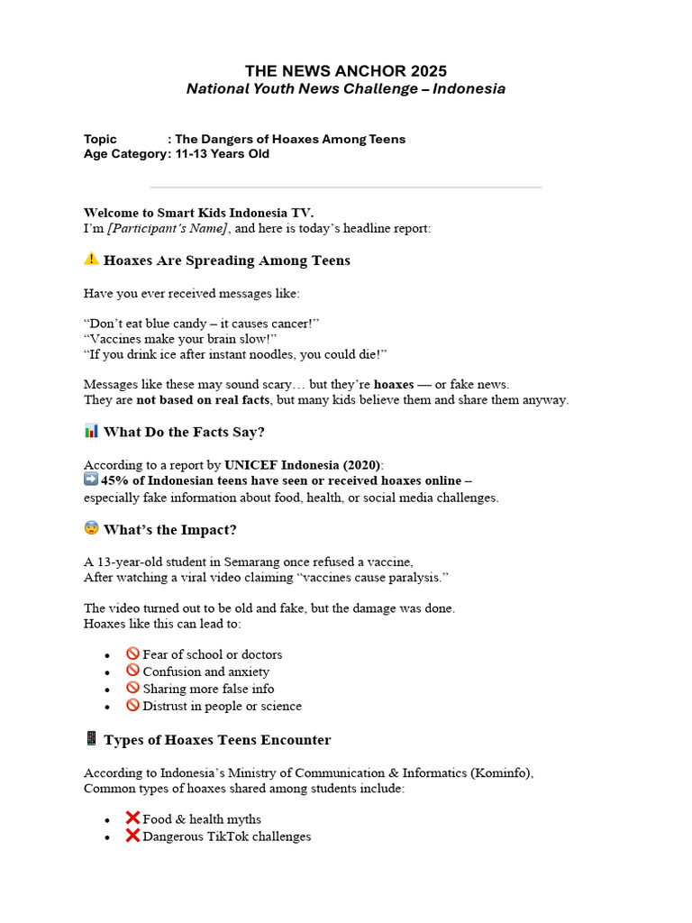 11 13 EN The Dangers of Hoaxes Among Teens | PDF