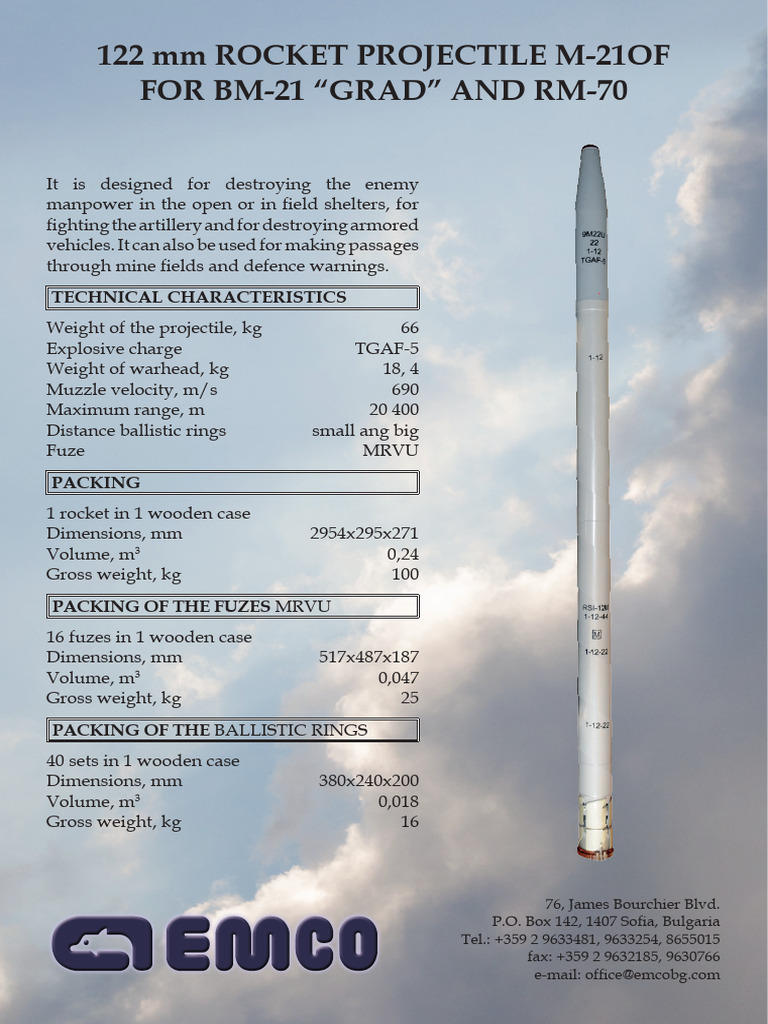 122mm Rocket M-21OF Specifications | PDF