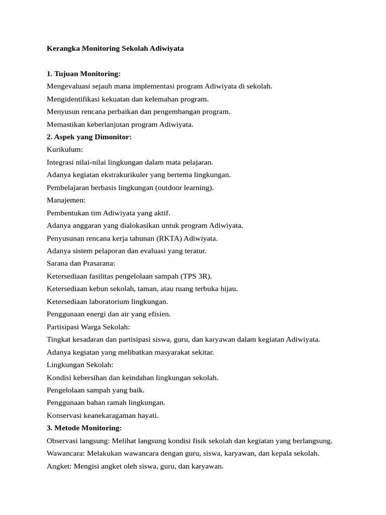 Monitoring Program Adiwiyata Sekolah | PDF