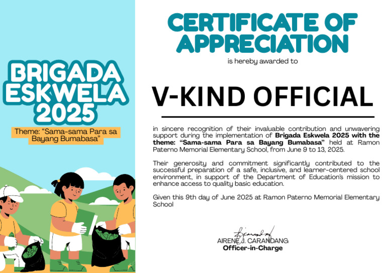 Certificate - Brigada 2025 | PDF