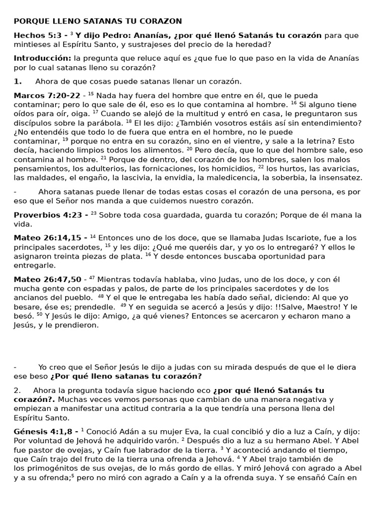 ¿Por qué llenó Satanás tu corazón? | PDF