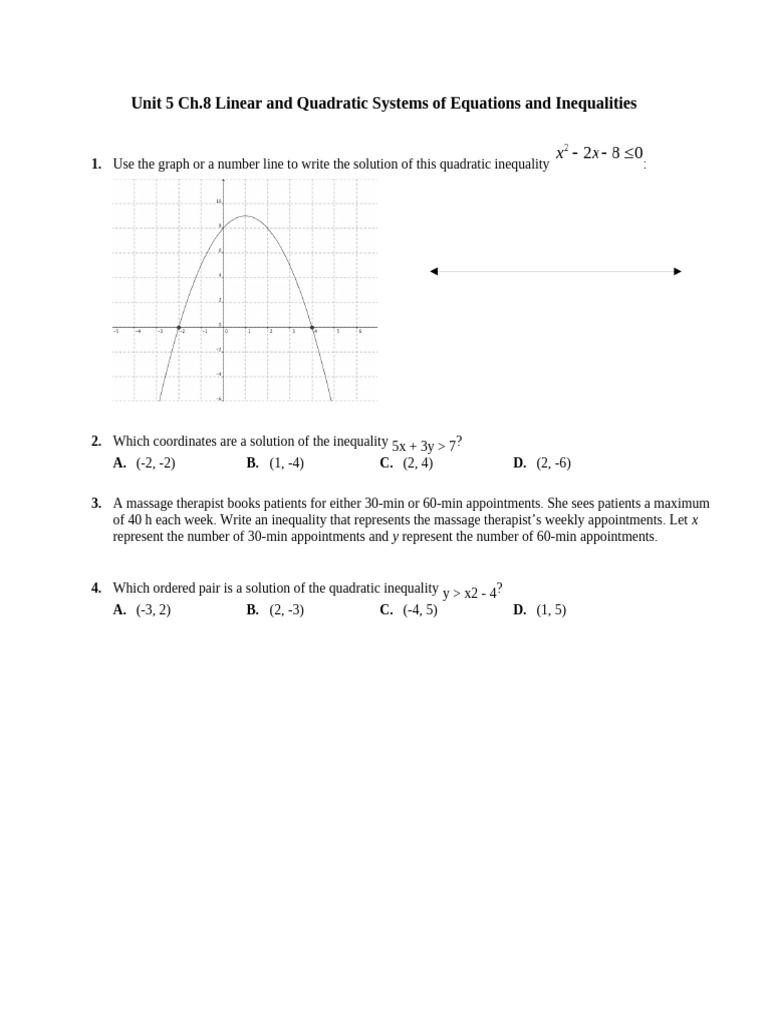 5-Ch8 Systems and Inequalities | PDF | Quadratic Equation