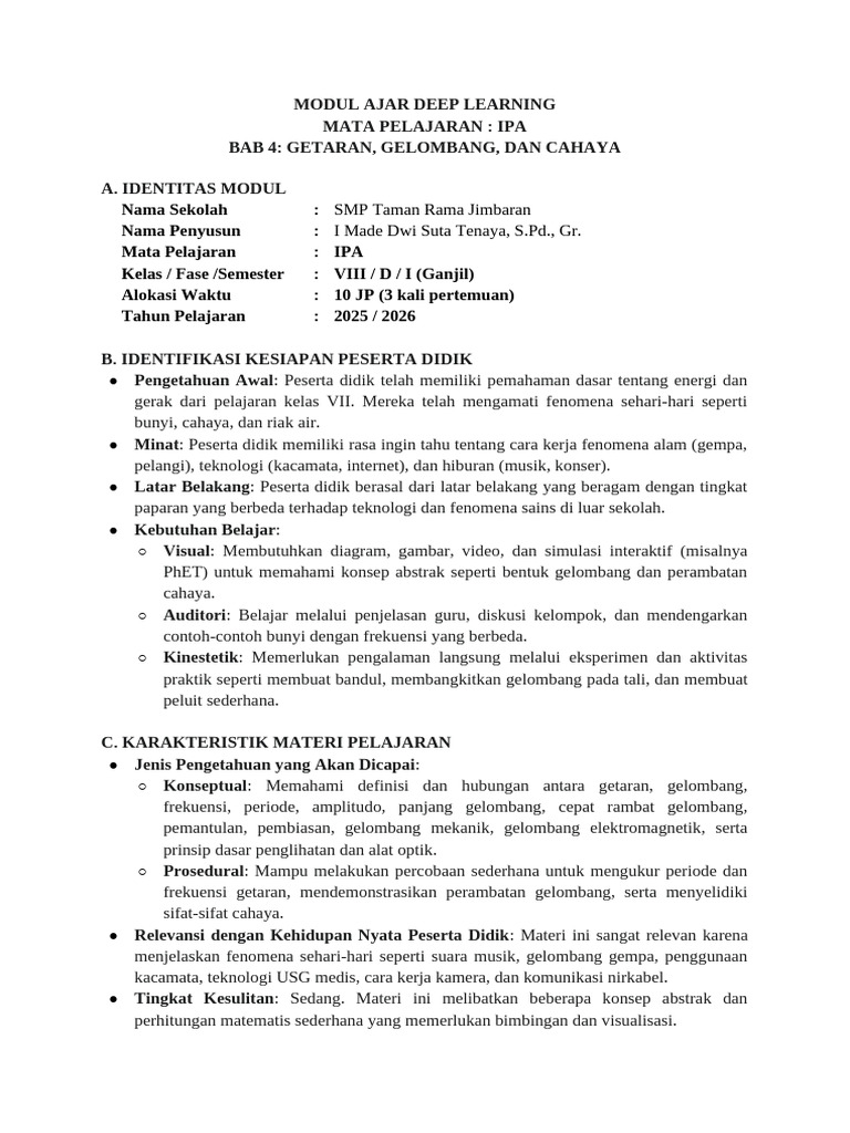 Modul Ajar Deep Learning IPA Kelas VIII | PDF