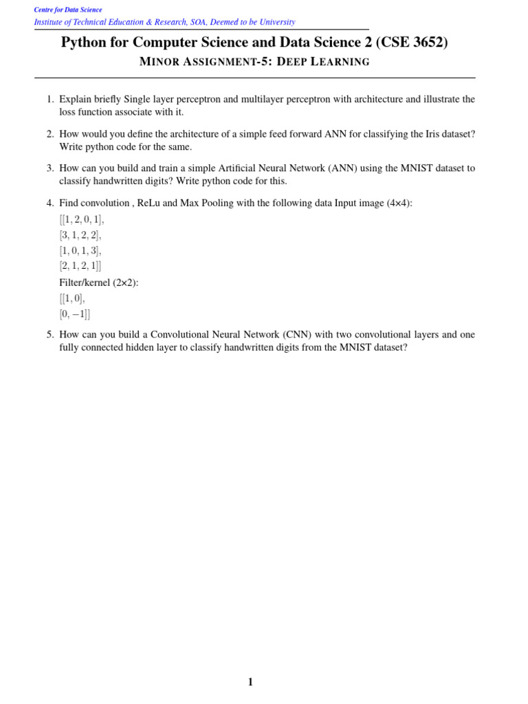 Deep Learning Assignment: ANN & CNN | PDF