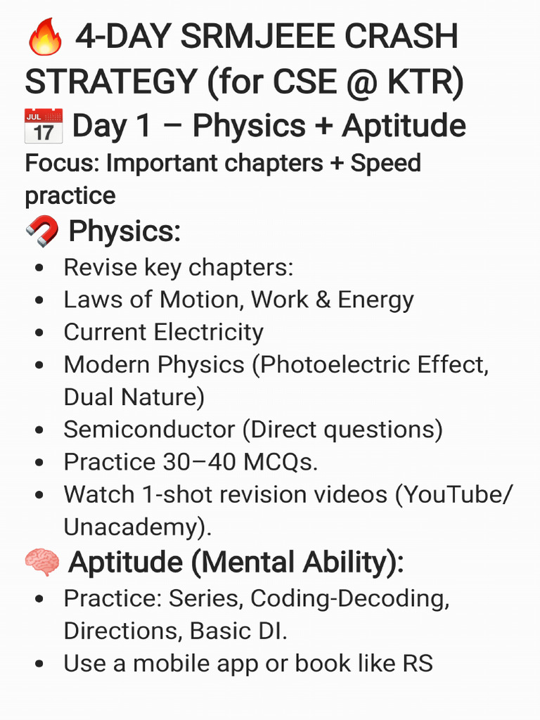 Srm 4 Days Strategy Pdf