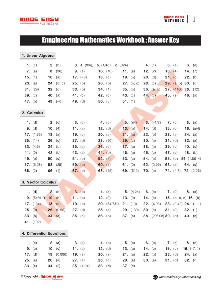 Engineering Mathematics-WB 2026 Answer Key | PDF