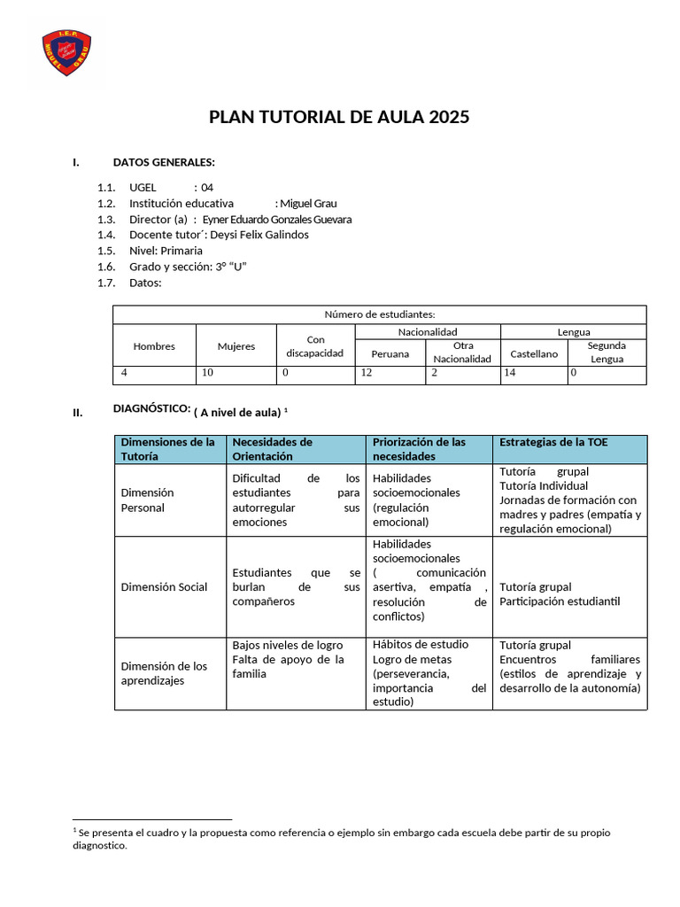 Plan de Tutoría 3ro | PDF | Autorregulación emocional | Las emociones