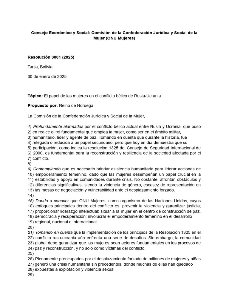 Resolución 3001 | PDF | Empoderamiento | Mujer