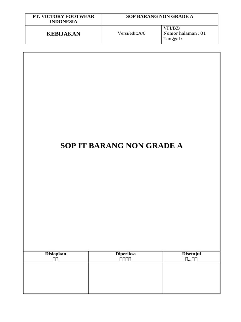 SOP Penanganan Barang Non Grade A | PDF