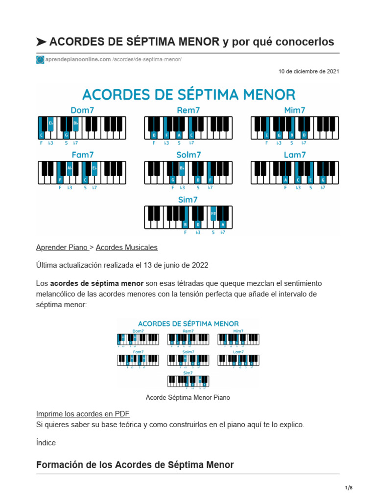 ACORDES de SÉPTIMA MENOR y Por Qué Conocerlos | PDF | Acorde (Música ...