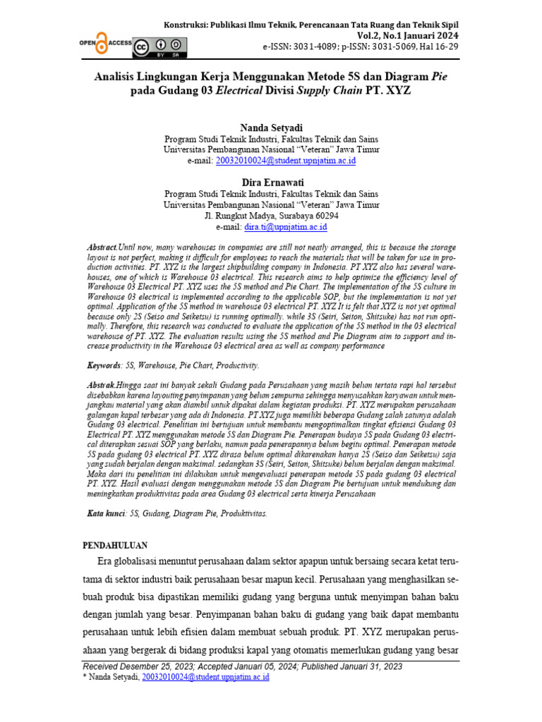 Analisis Lingkungan Kerja Menggunakan Metode 5S Dan Diagram Pie Pada ...