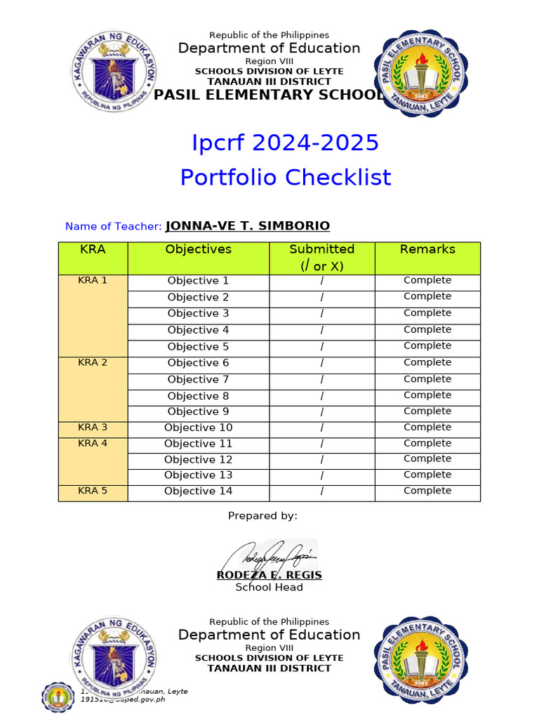 IPCRF Checklist 2024-2025 | PDF | Government | Public Administration