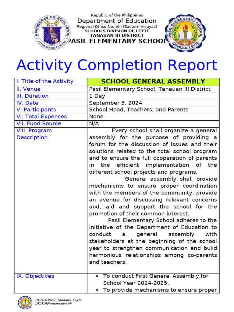 SPTA - ACR On General Assembly 2024-2025 | PDF | Learning