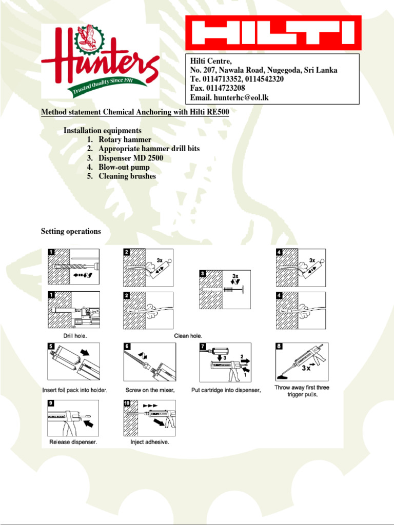 Hilti RE500 Chemical Anchoring Guide | PDF