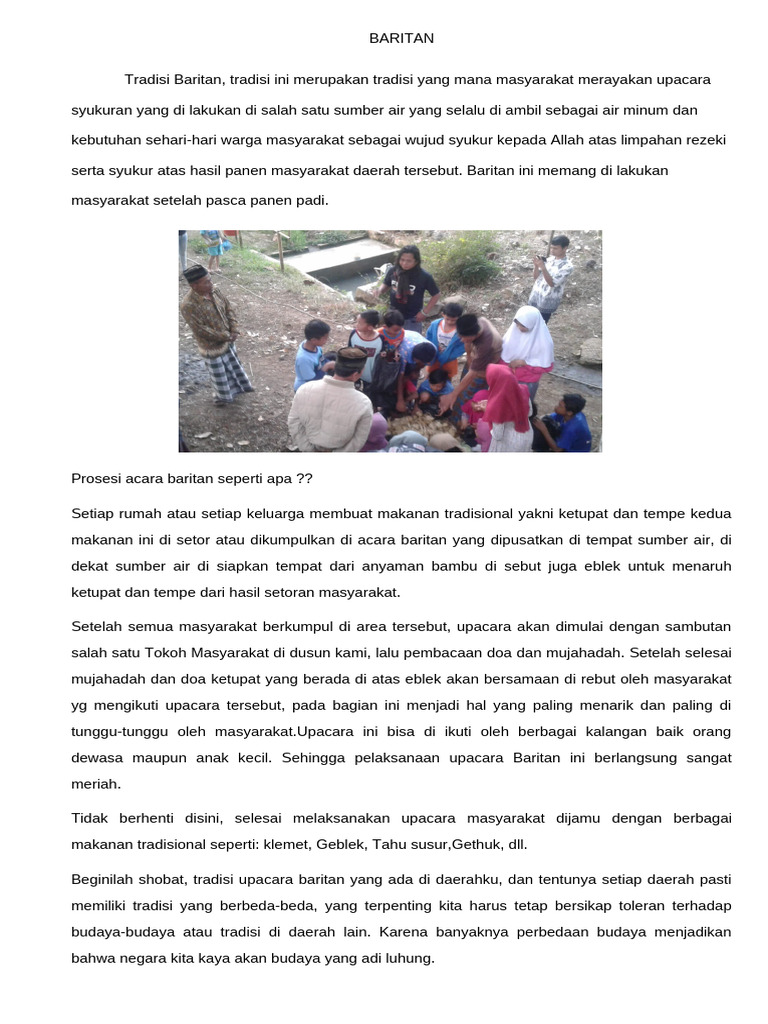 Tradisi Baritan: Syukuran Pasca Panen | PDF