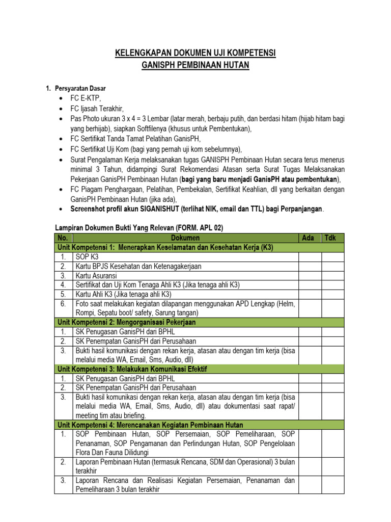 Persyaratan Uji Kompetensi GanisPH | PDF