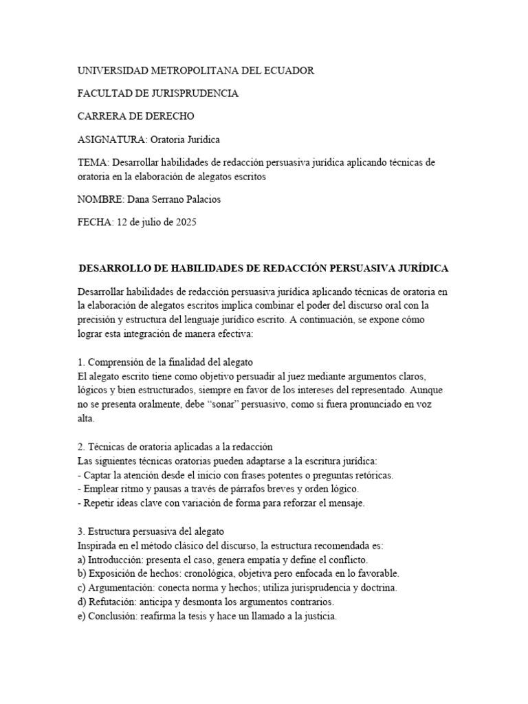 Descargar Alegato Redaccion Persuasiva Dana Serrano | PDF | Hablar en ...
