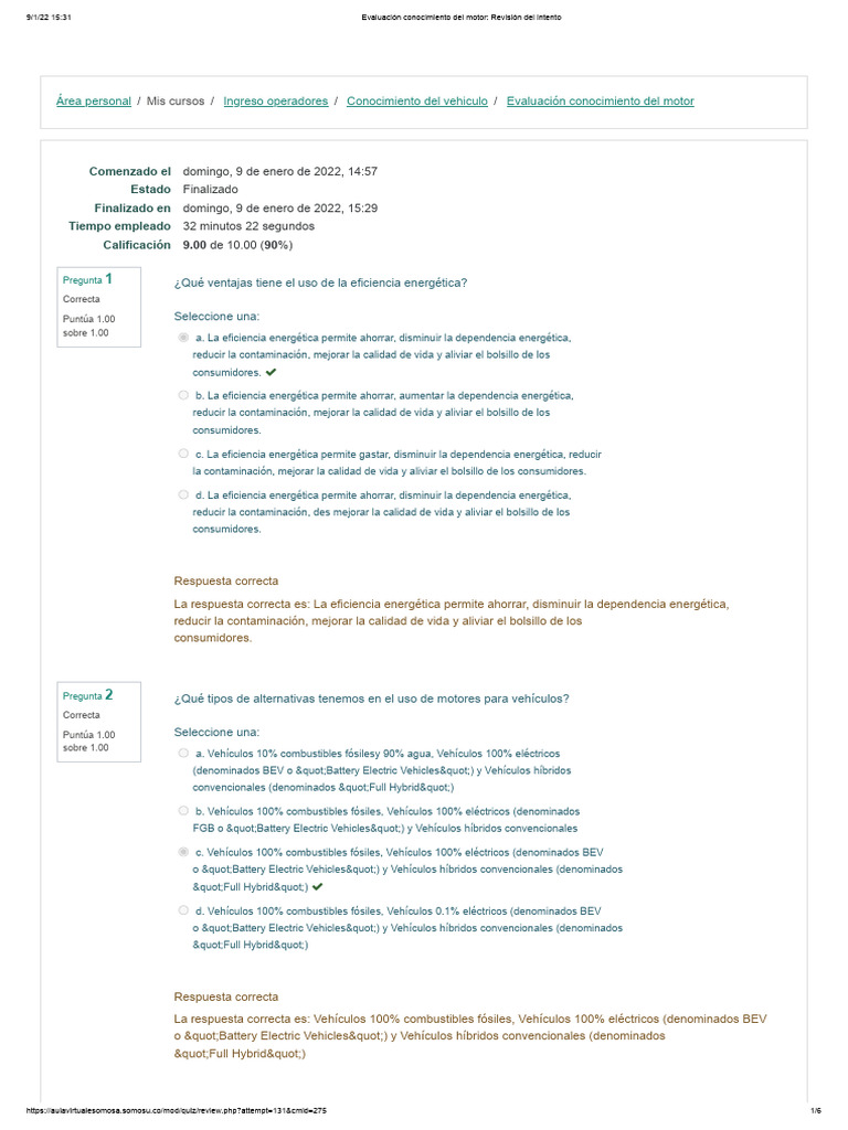 Evaluación de Conocimiento del Motor | PDF | Vehículo híbrido | Uso ...