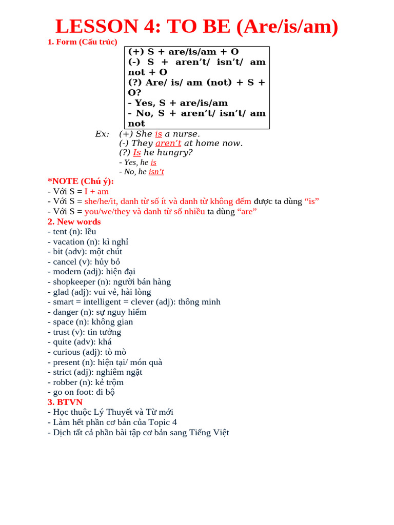 Ly Thuyet - To Be | PDF