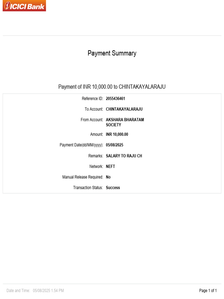 Salary To CH Raju-05!08!2025 | PDF