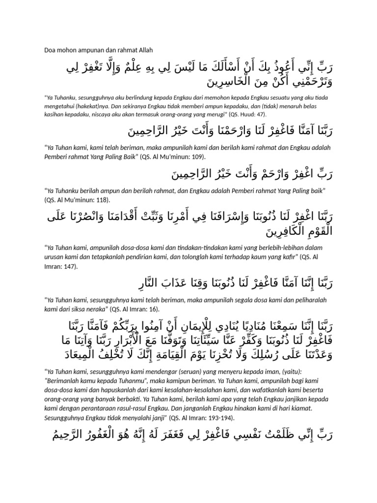 Doa Mohon Ampunan Dan Rahmat Allah 2 | PDF