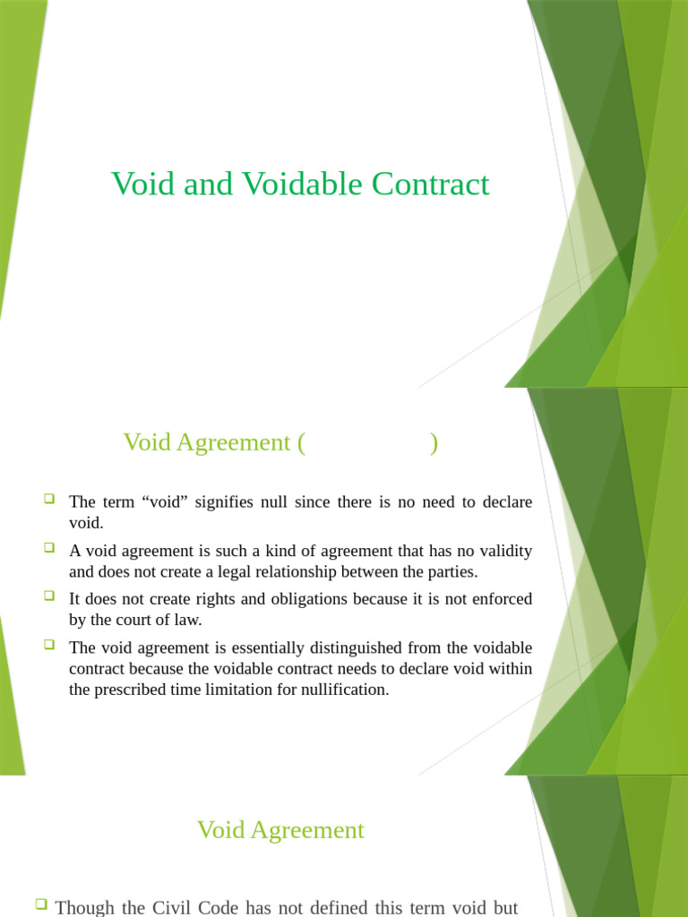Void and Voidable Contract | PDF | Consideration | Consent