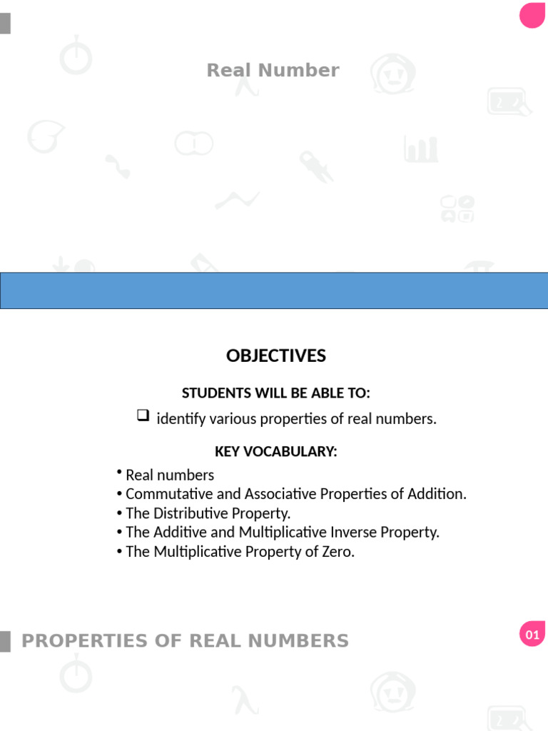 Properties of Real Numbers | PDF | Numbers | Multiplication