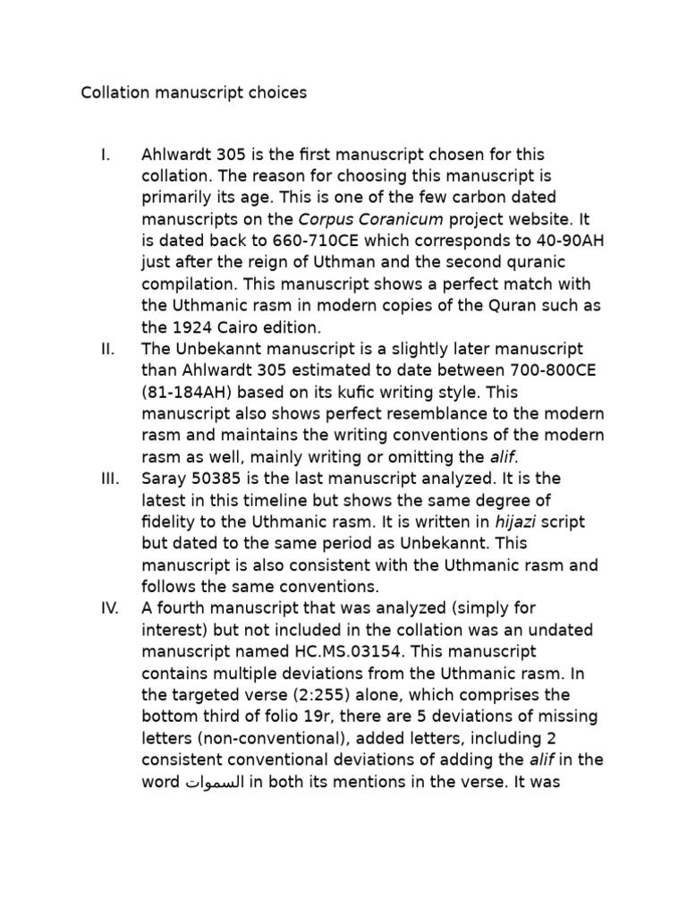 Analysis of Early Quran Manuscripts | PDF