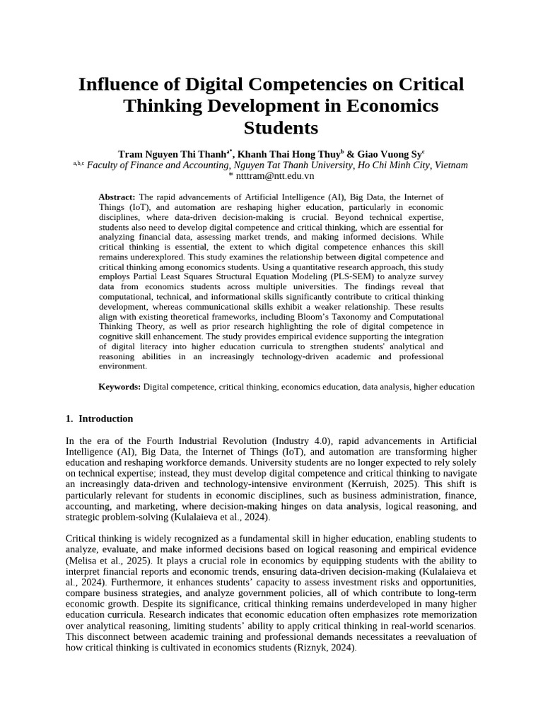 Digital Competence's Impact on Critical Thinking | PDF | Critical ...