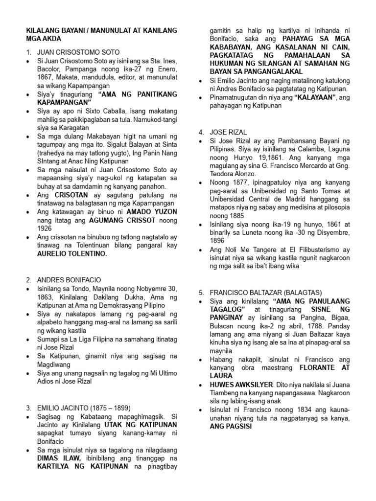 Kilalang Bayani | PDF