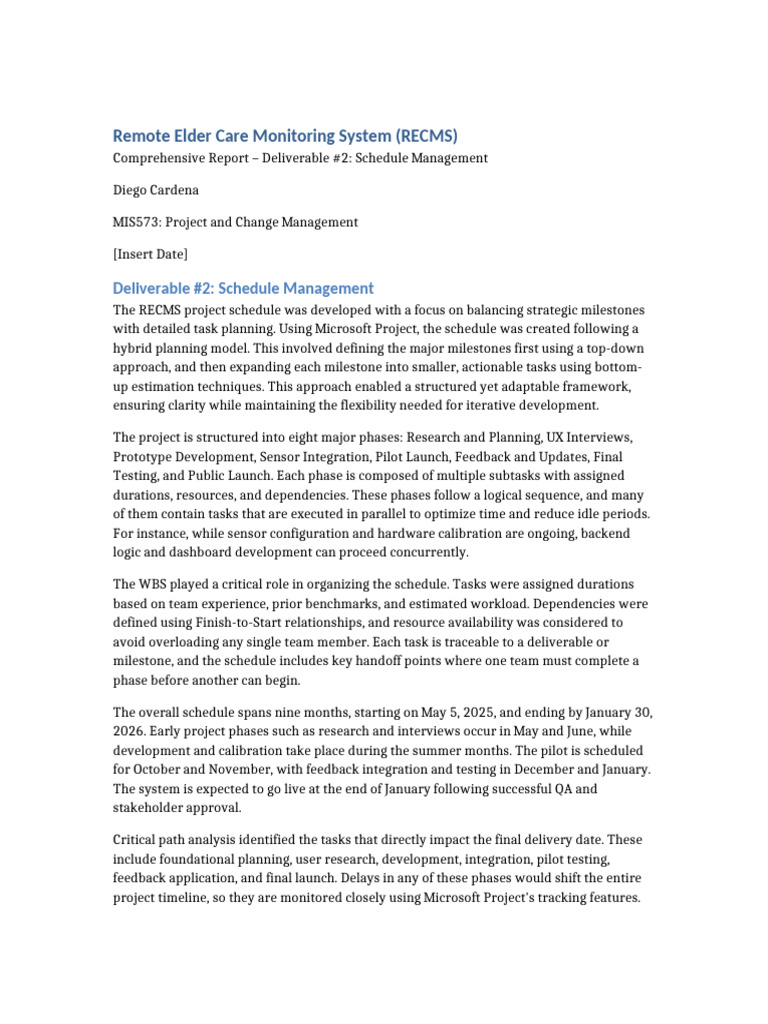RECMS Schedule Management Overview | PDF | Agile Software Development ...
