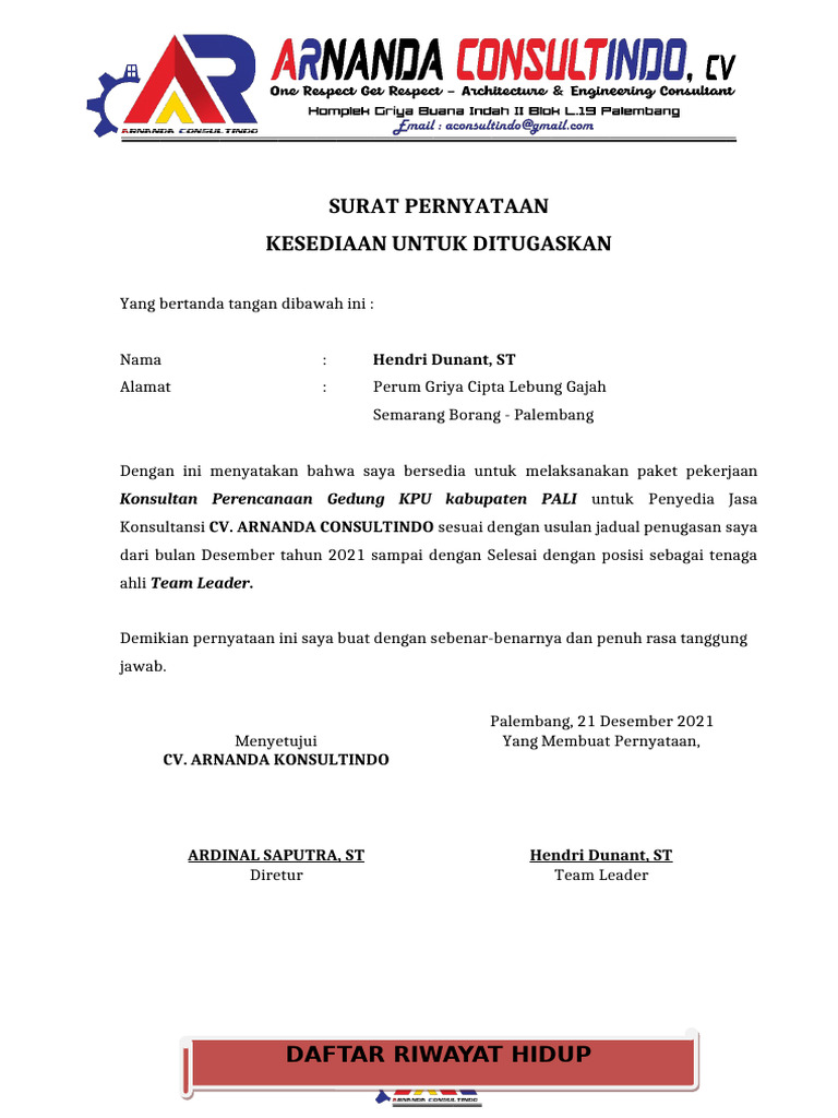 Pernyataan Kesediaan Hendri Dunant | PDF