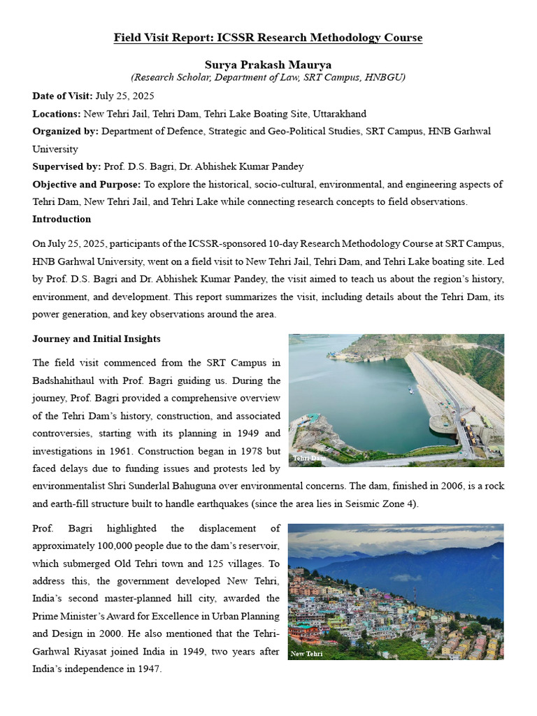 Field Visit Report Surya Maurya | PDF | Natural Environment | Earth Sciences