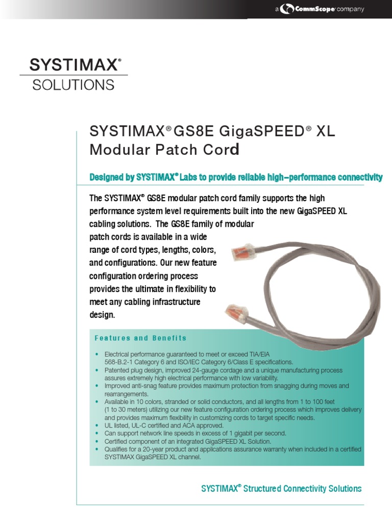 Gigaspeed Gs8e Patch Cord | PDF | Electrical Engineering | Electrical ...