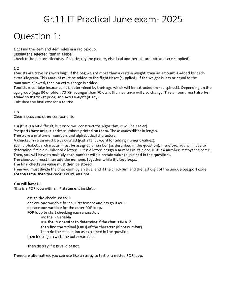 Grade 11 IT Practical Exam Guide | PDF | Control Flow | Computer ...