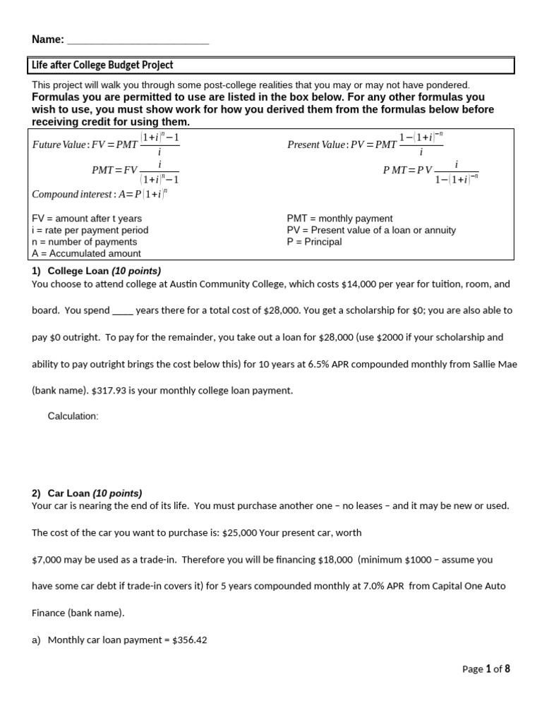 Completed Budget Project Step 2 | PDF | Annual Percentage Rate | Interest