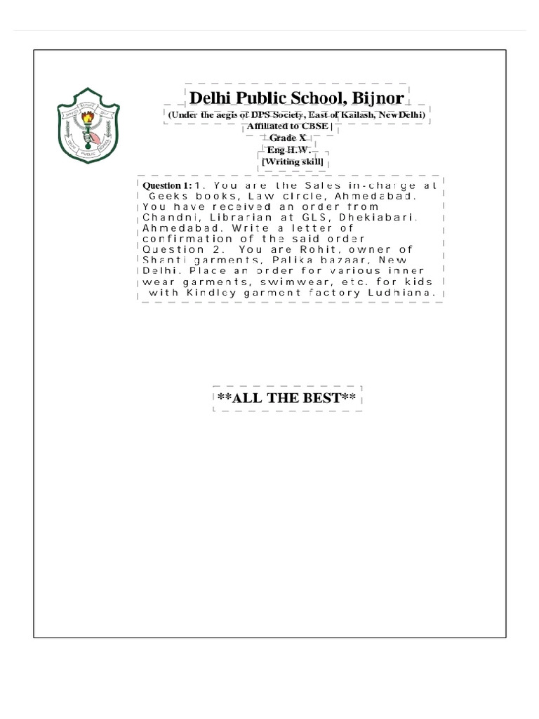 Class-10 English Worksheet | PDF