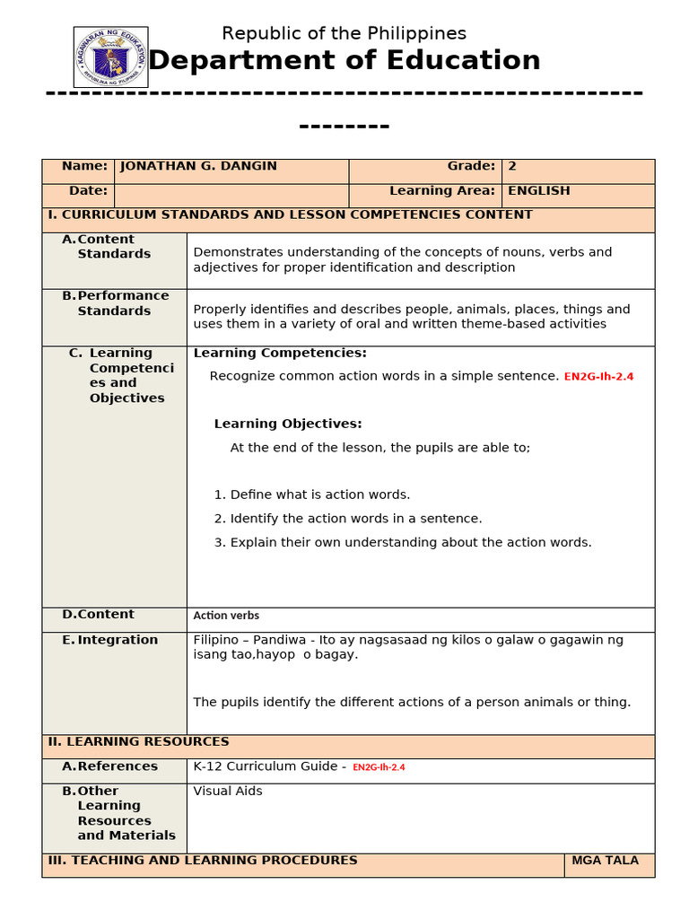 Magadan Lesson Plan English | PDF | English Language | Curriculum