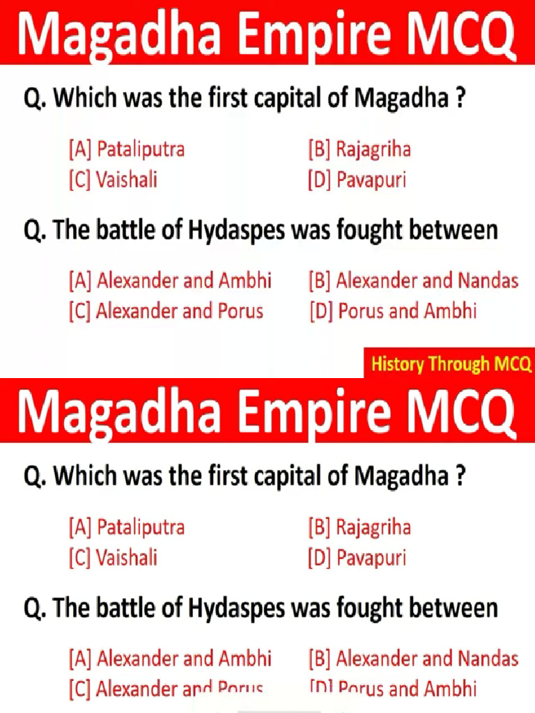 Magadha Empire MCQ - Magadha Kingdom GK Questions - Magadha Empire ...
