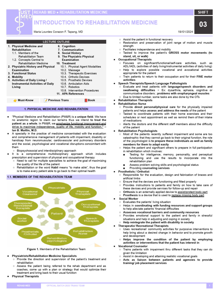 Introduction to Rehabilitation Medicine | PDF | Anatomical Terms Of ...