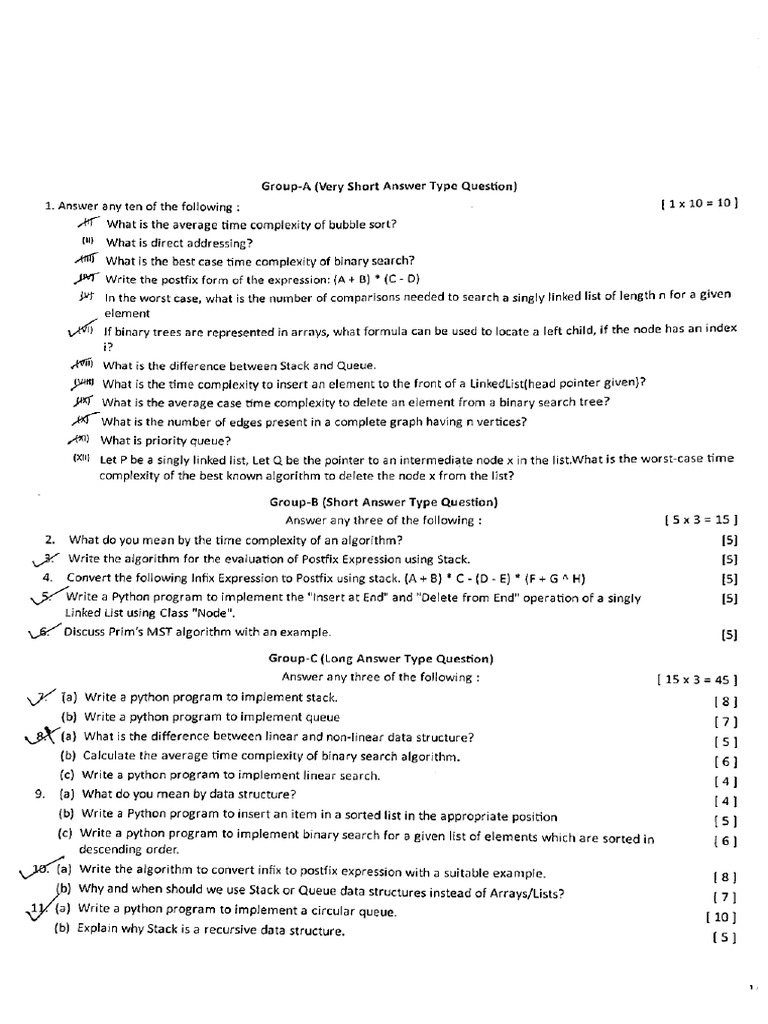 Sem Data Structure With Python Mcan 201 2023 | PDF