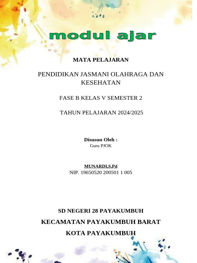Modul PJOK Kelas V: Teknik Renang Gaya Dada | PDF