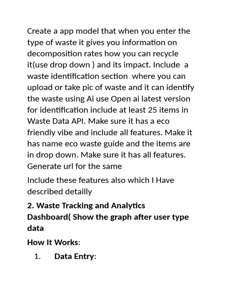Create A App Model That When You Enter The Type of Waste It Gives You ...