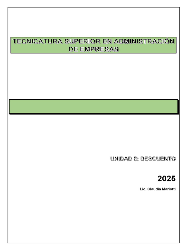 UNIDAD 5 - Descuento - 2025 | PDF | Interés | Bancos