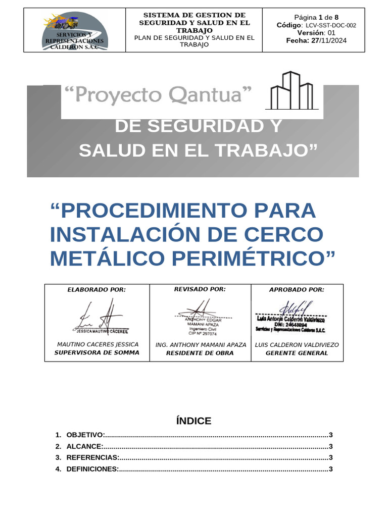 Lcv-Sst-Doc-004a Procemiento de Cerco Metalico | PDF | Soldadura ...