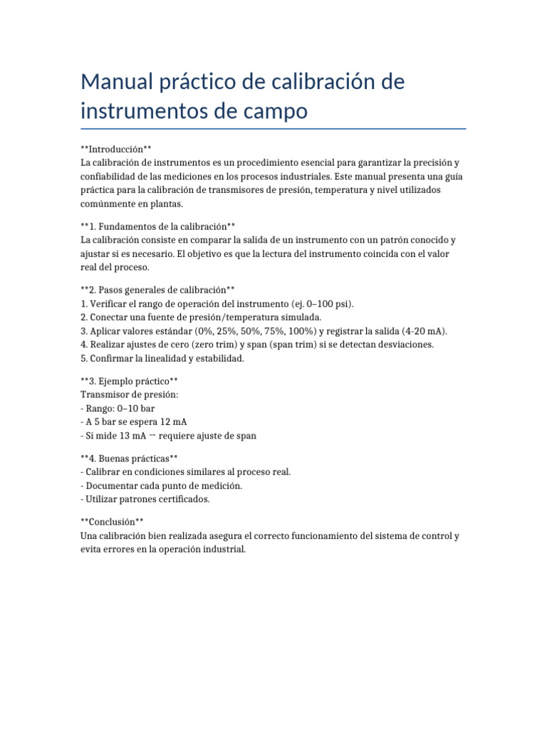 Manual Calibracion Instrumentos | PDF
