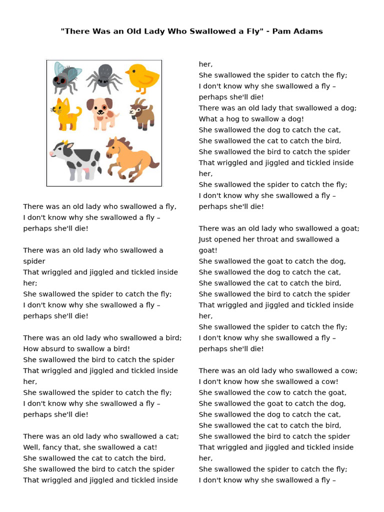 There Was an Old Lady Who Swallowed a Fly (Lawrence) | PDF | Zoology